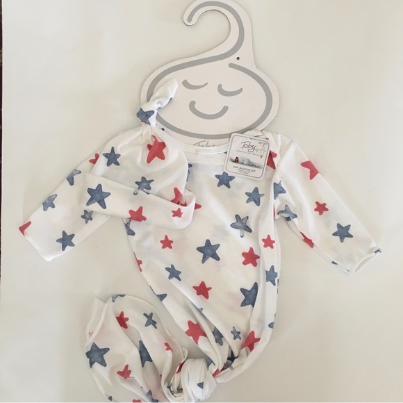 Toby | Pajamas | New Baby Gown With Hat 3m Red White Blue Stars Newborn ...